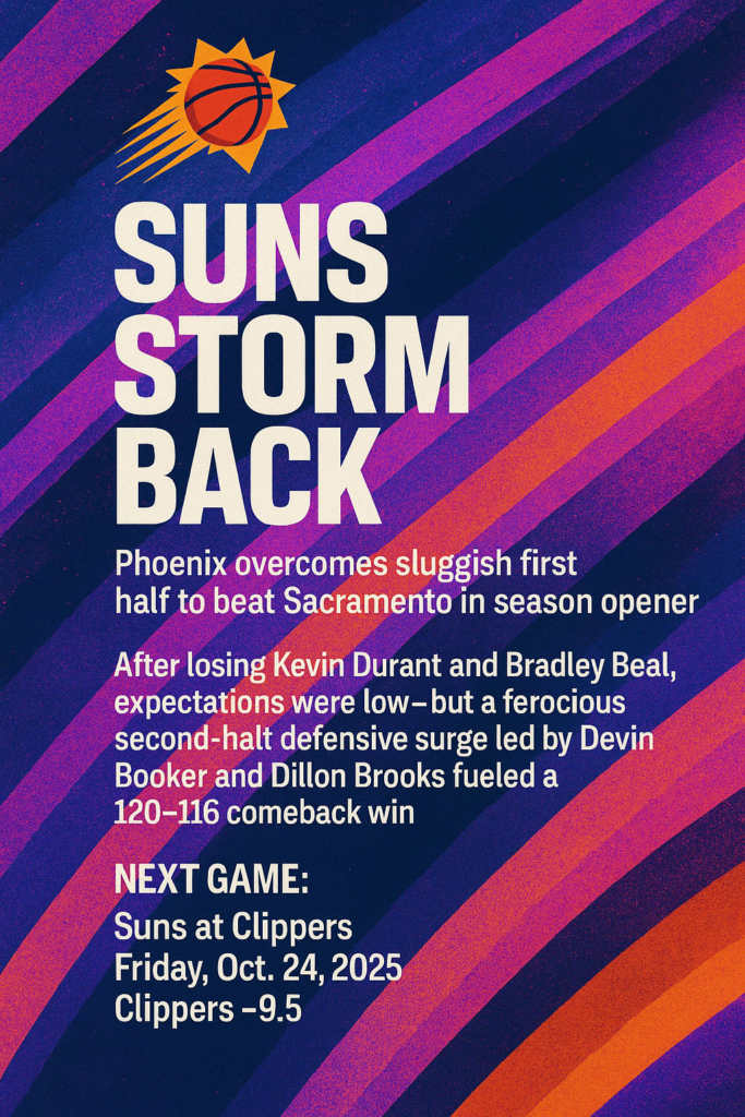 Suns storm back in season opener: From flat first half to furious ...